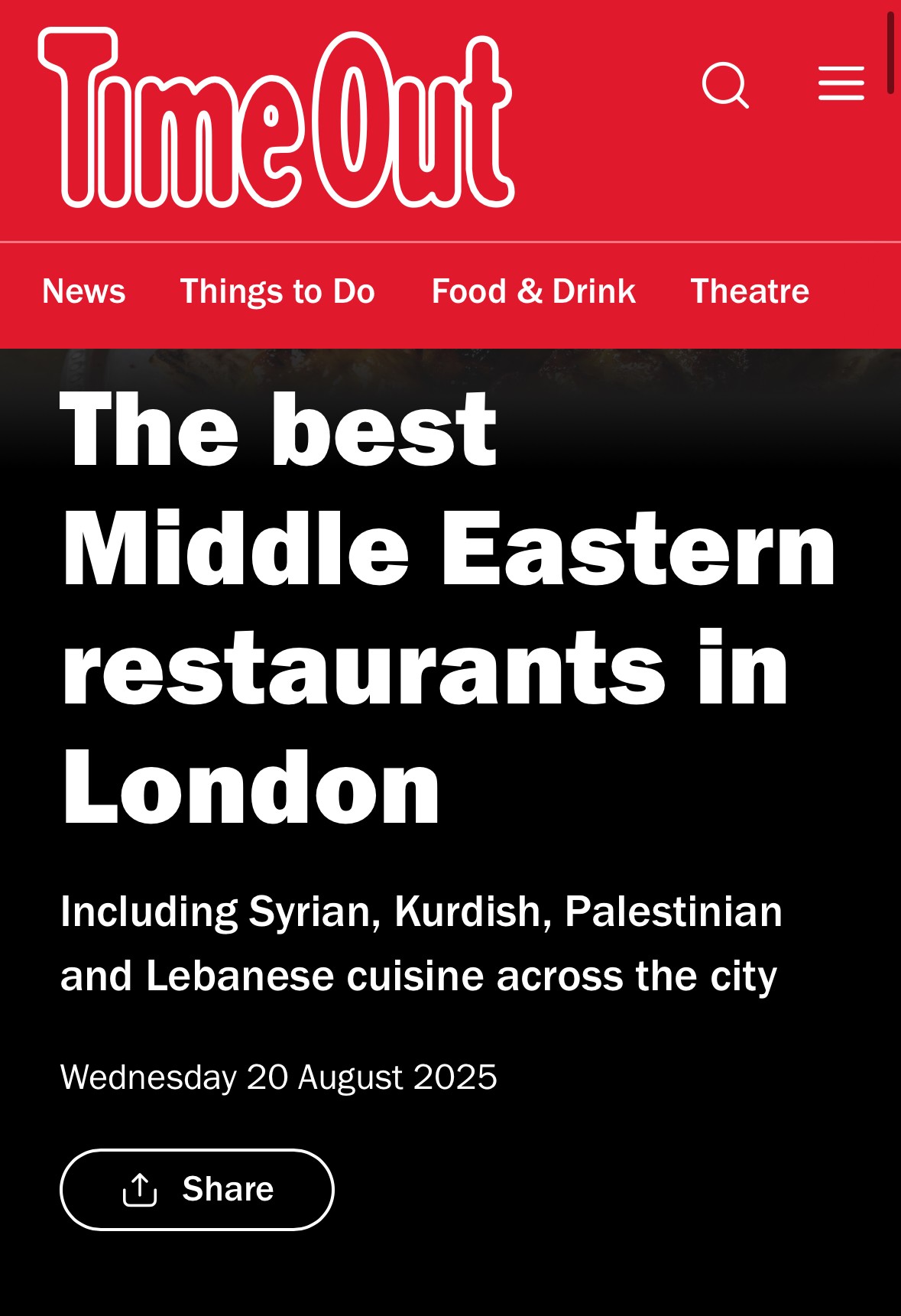 Time Out apologises for snubbing Israeli cuisine in 20 Best Middle ...