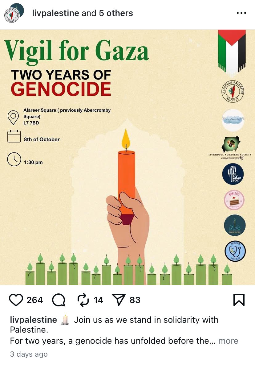 Liverpool student union marks 7 October anniversary with Palestine bake ...